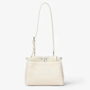 Fendi My Peekaboo Xs Parchment-colored Woven Leather Bag